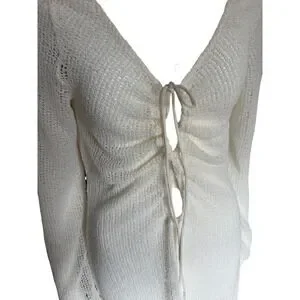 H&M | Swim | Hm Beachwear White Open Knit Ruched Vneck Maxi Dress Cover ...